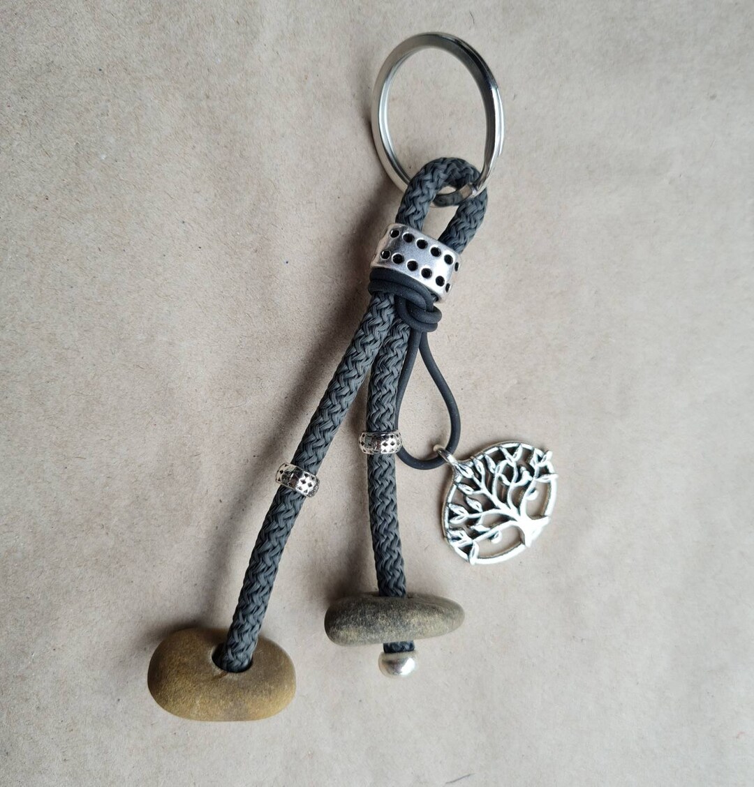 Keyring With Tree, Silver Black - Etsy