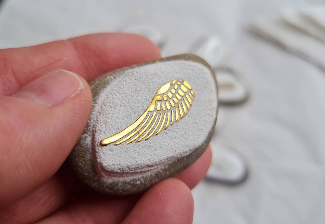 Guardian Angel Symbol, Pebble With Wings in Silver, Gold and Bronze - Etsy