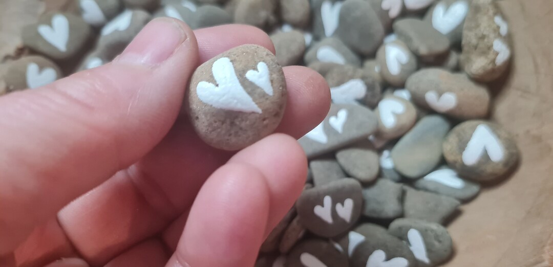 100 Hearts on Stone, Hand-painted Pebbles, Lovely Table Decoration - Etsy