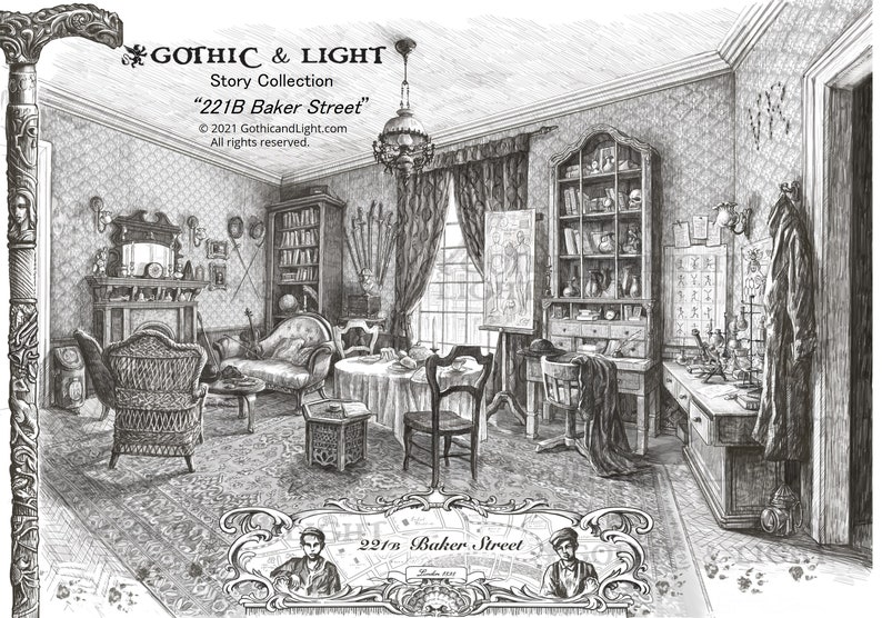 Sherlock Holmes Fine Art Print - Sherlock Holmes 221B Baker Street ...
