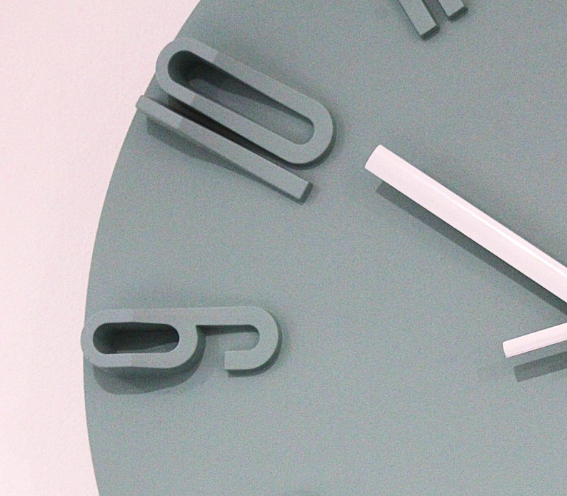 DESIGNO Green Wall Clock 30 Cm - Silent Non Ticking 3D Raised Numbers ...