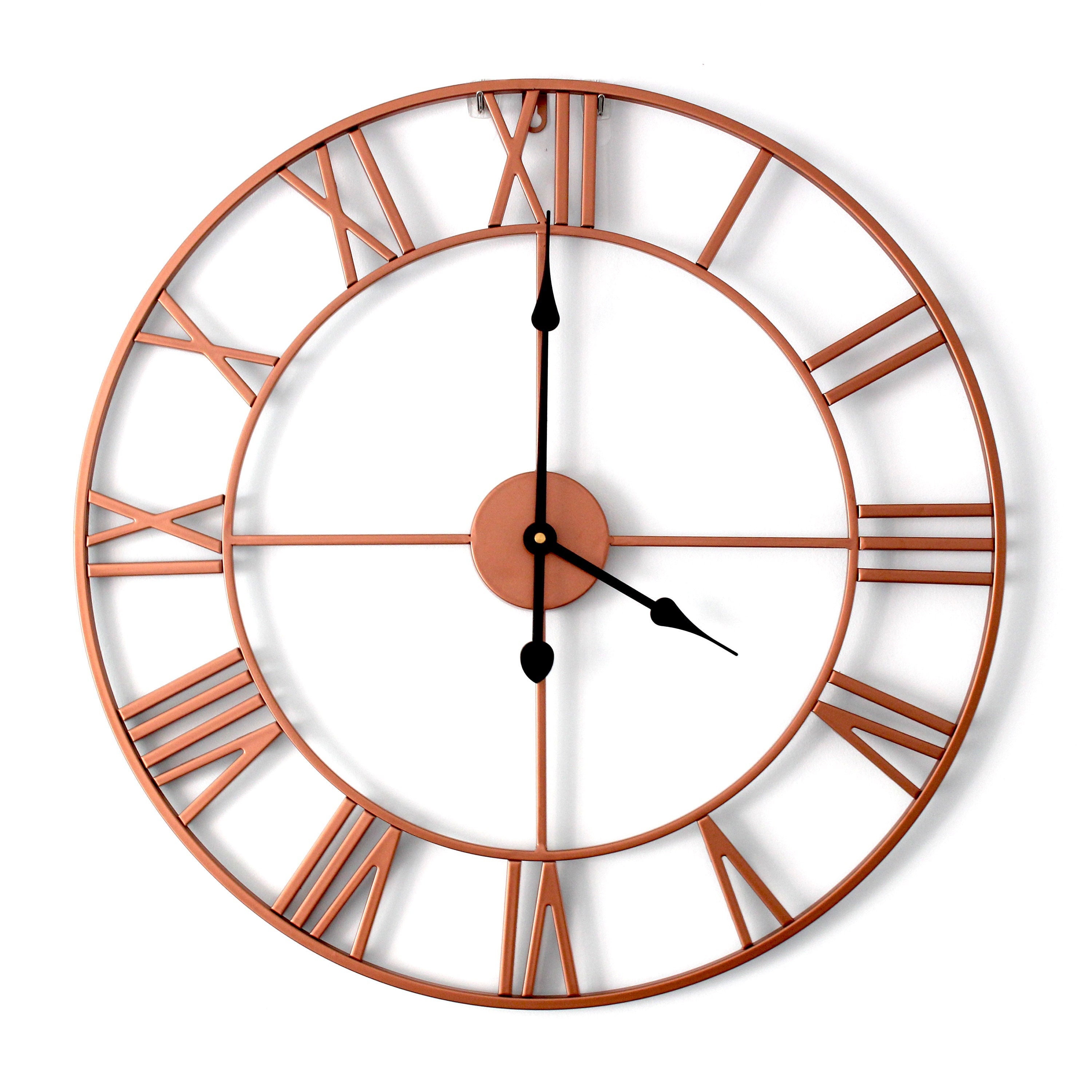 DESIGNO 60cm Large Skeleton Metal Wall Clock Copper/rose - Etsy UK