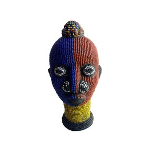 African Beaded Head Decor: Handmade Cameroon Art - Etsy