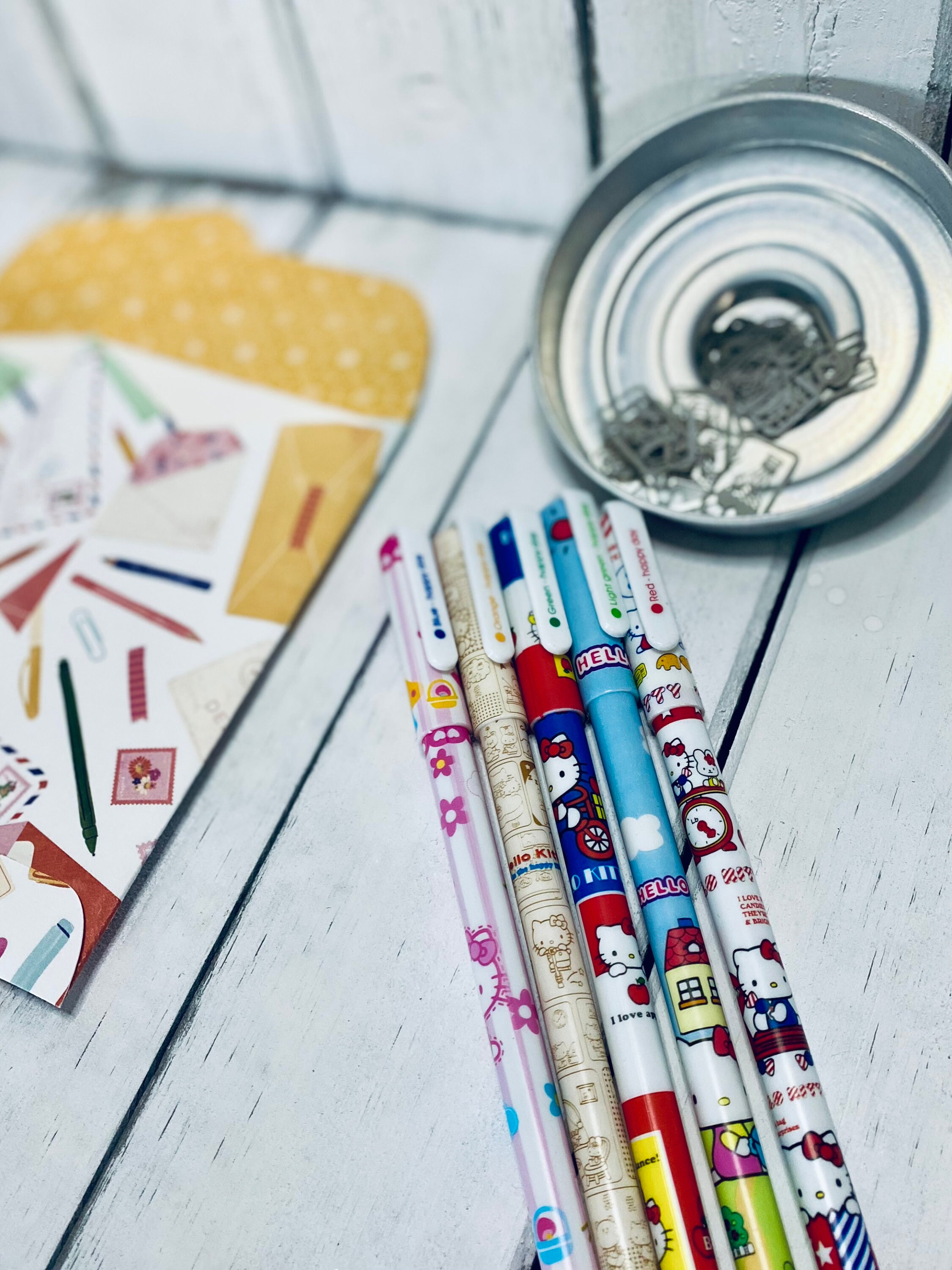 HELLO KITTY! | 5-color Set | Ink Drawing | Watercolor Chit Card Set ...