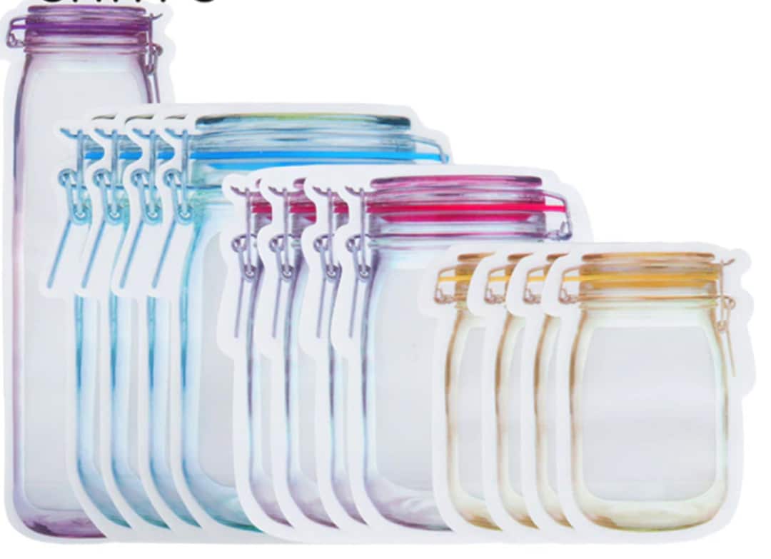 Mason Jar Shaped Reusable Snack Bags | Kitchen Organization - Etsy