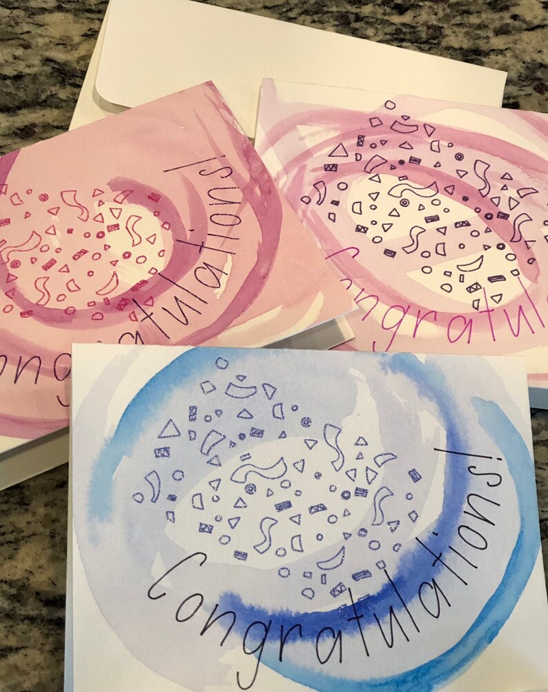 Watercolor Congratulations! | Card Set of 3 | Handmade | - Etsy