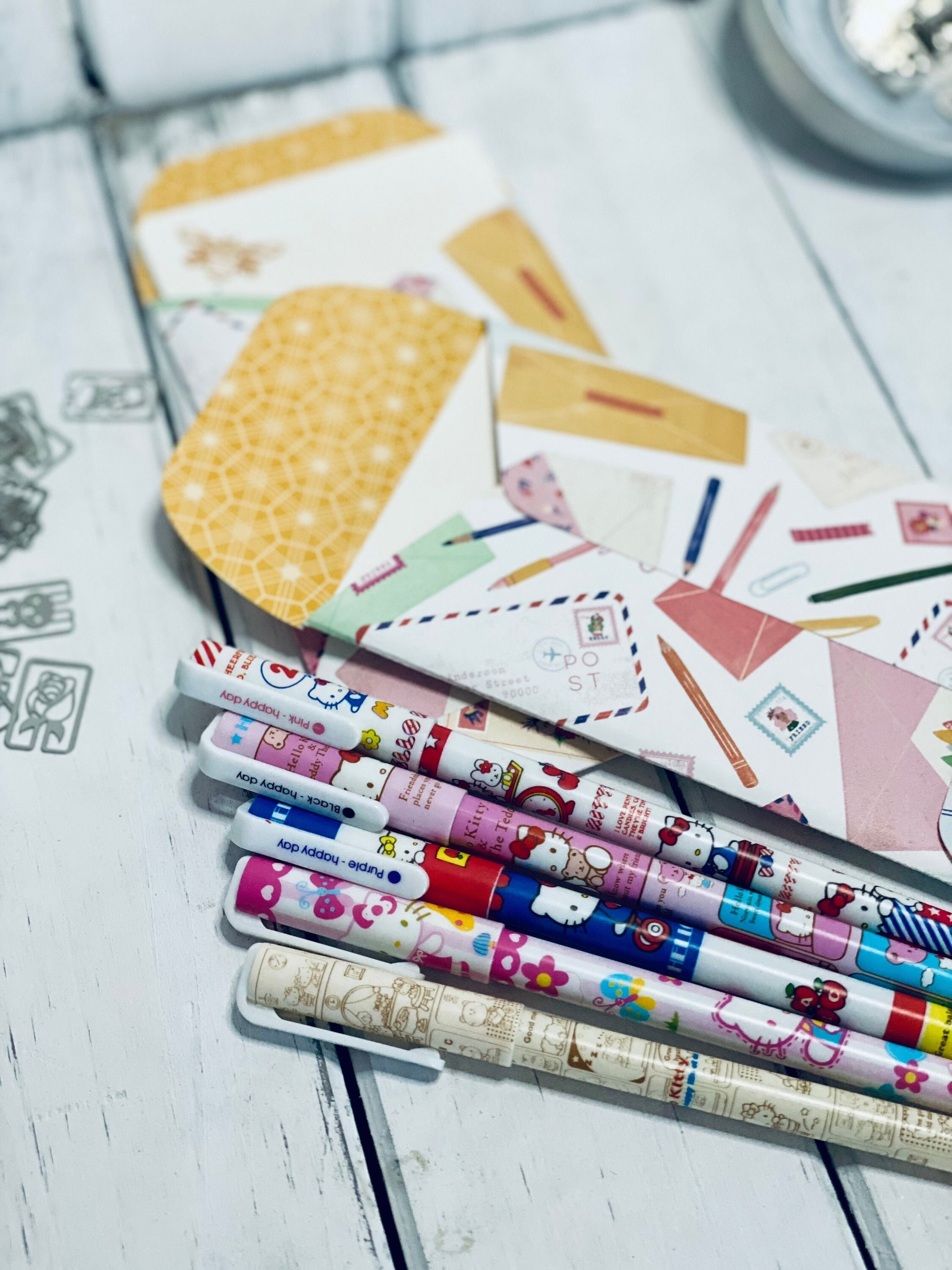 HELLO KITTY! | 5-color Set | Ink Drawing | Watercolor Chit Card Set ...