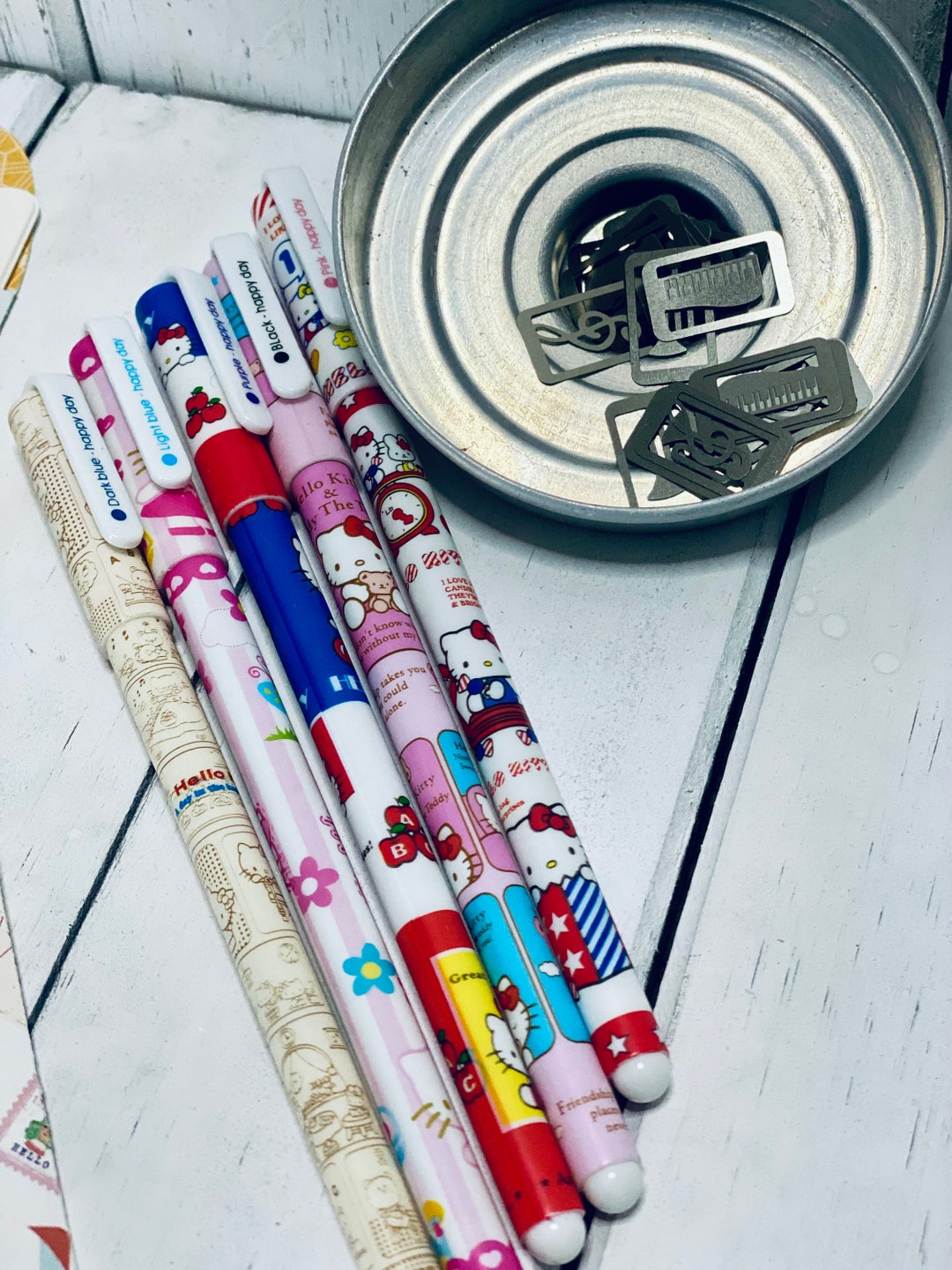 HELLO KITTY! | 5-color Set | Ink Drawing | Watercolor Chit Card Set ...