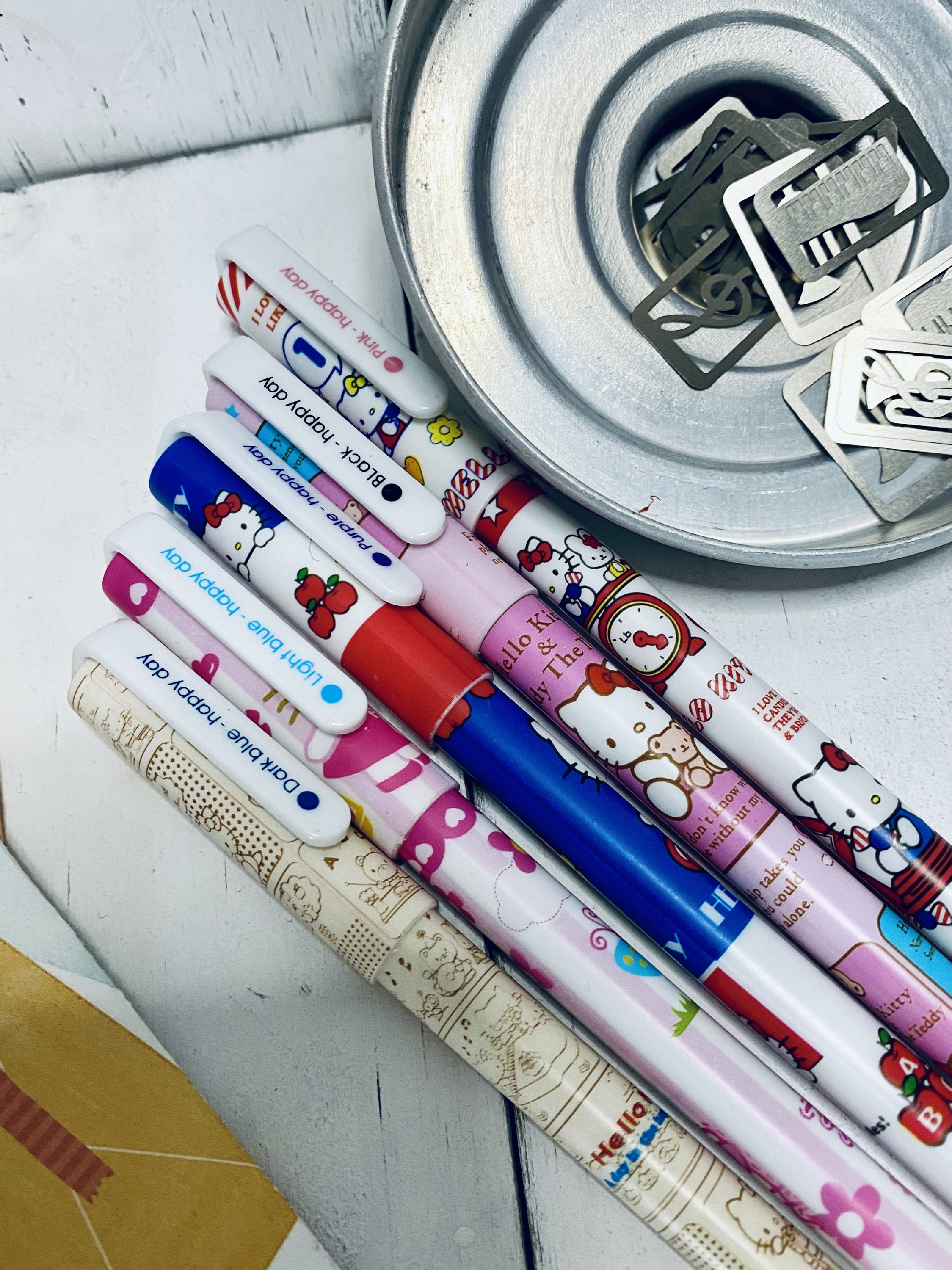 HELLO KITTY! | 5-color Set | Ink Drawing | Watercolor Chit Card Set ...