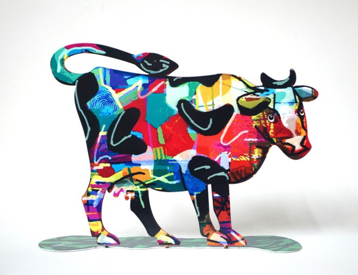 Cow Sculpture, David Gerstein Modern Steel Art Shalva Cow Metal Art ...