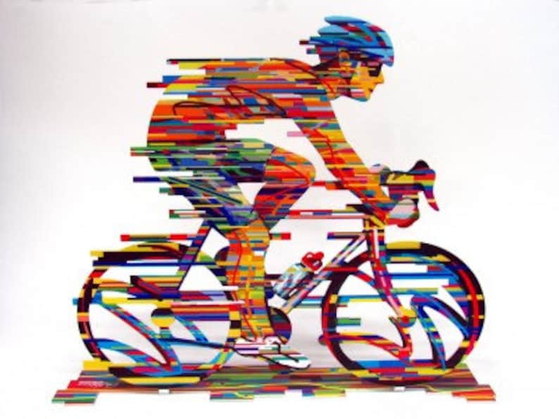 Cycling, Bicycle Racer Metal Sculpture, Bike Champ, David Gerstein ...
