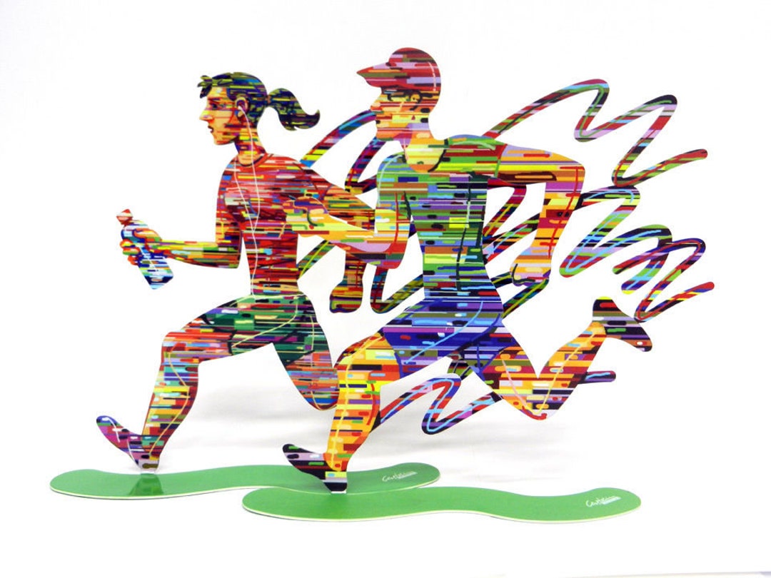 Couple Joggers Metal Sculptures, Modern by David Gerstein Sport ...