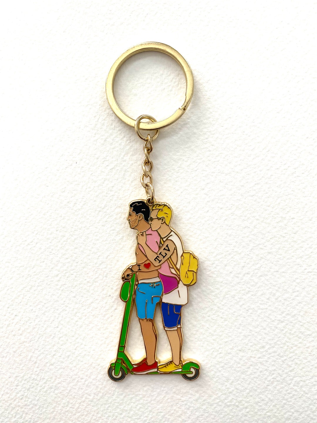 David Gerstein Metal Keyring Keychain "two Guys on Scooter" Free ...