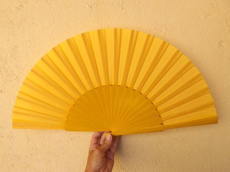 YELLOW Hand Fan Choose Size Choose Finish Plain Fan | Etsy