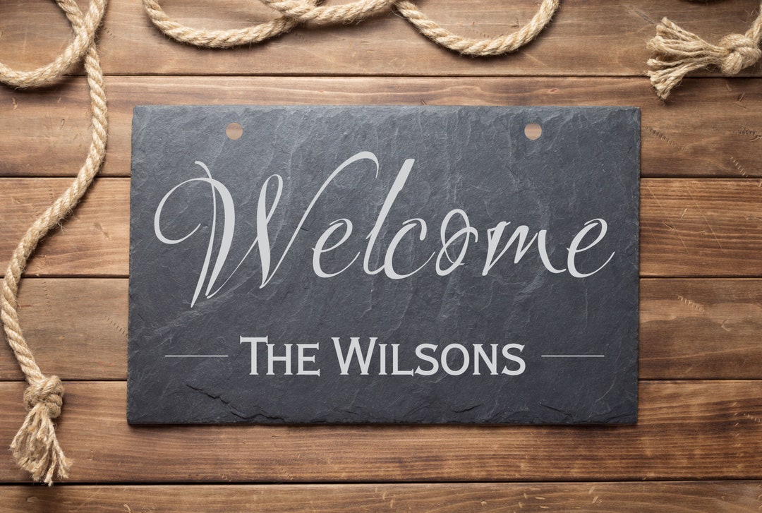 Custom Slate Sign Personalized Address Hanging Sign Welcome - Etsy