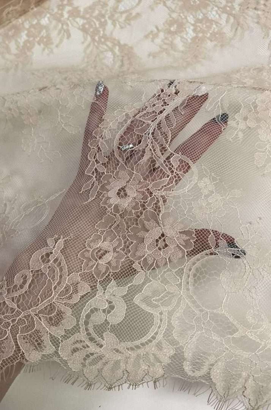 Beige Lace Fabric, Skin Color Lace, French Lace, Light Beige Chantilly ...