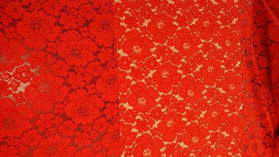 Red Lace, Red Spanish Alencon Lace Fabric by the Meter - Etsy