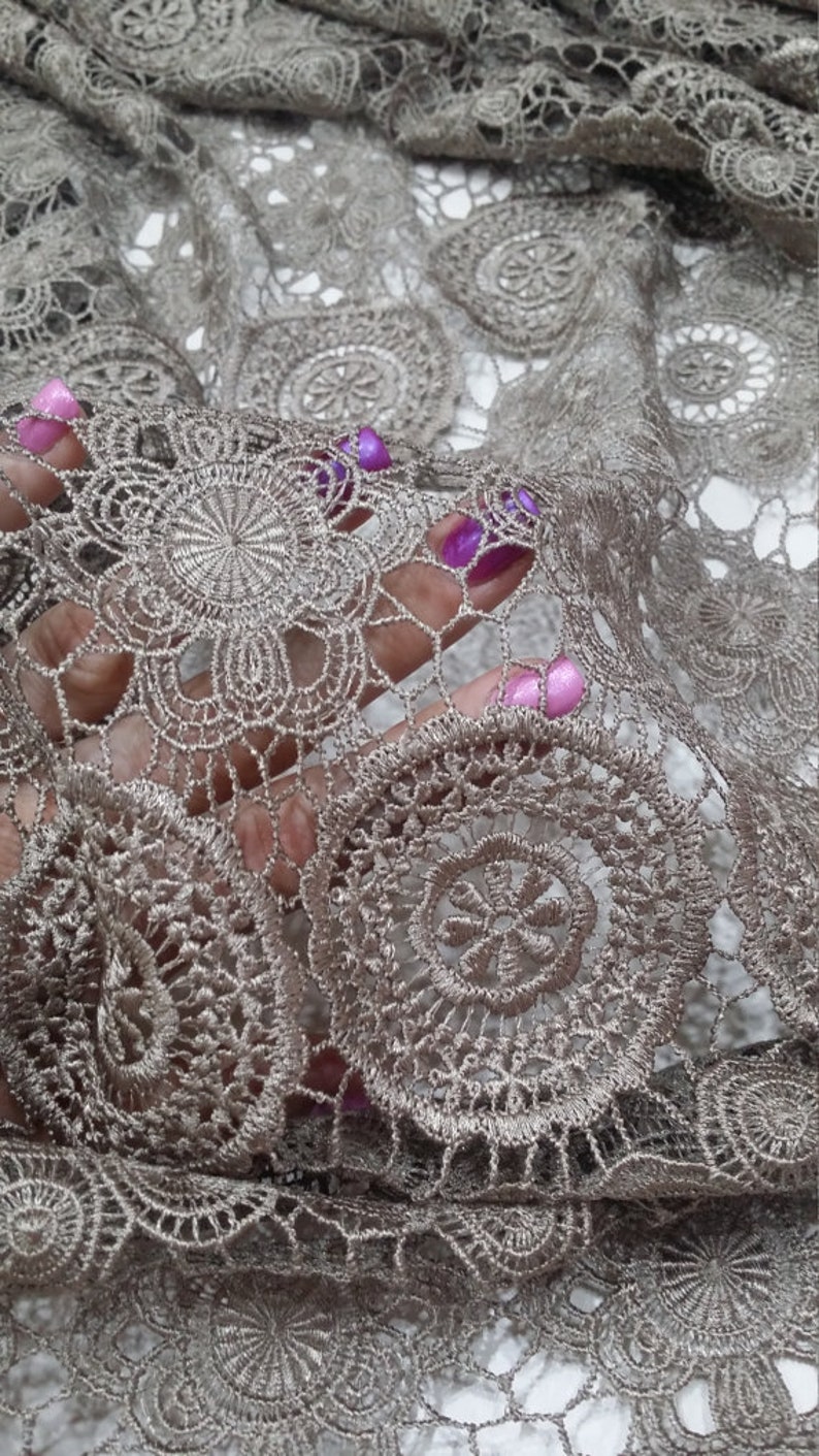 Brown Lace Fabric Brown Alencon Lace Fabric Meterware - Etsy