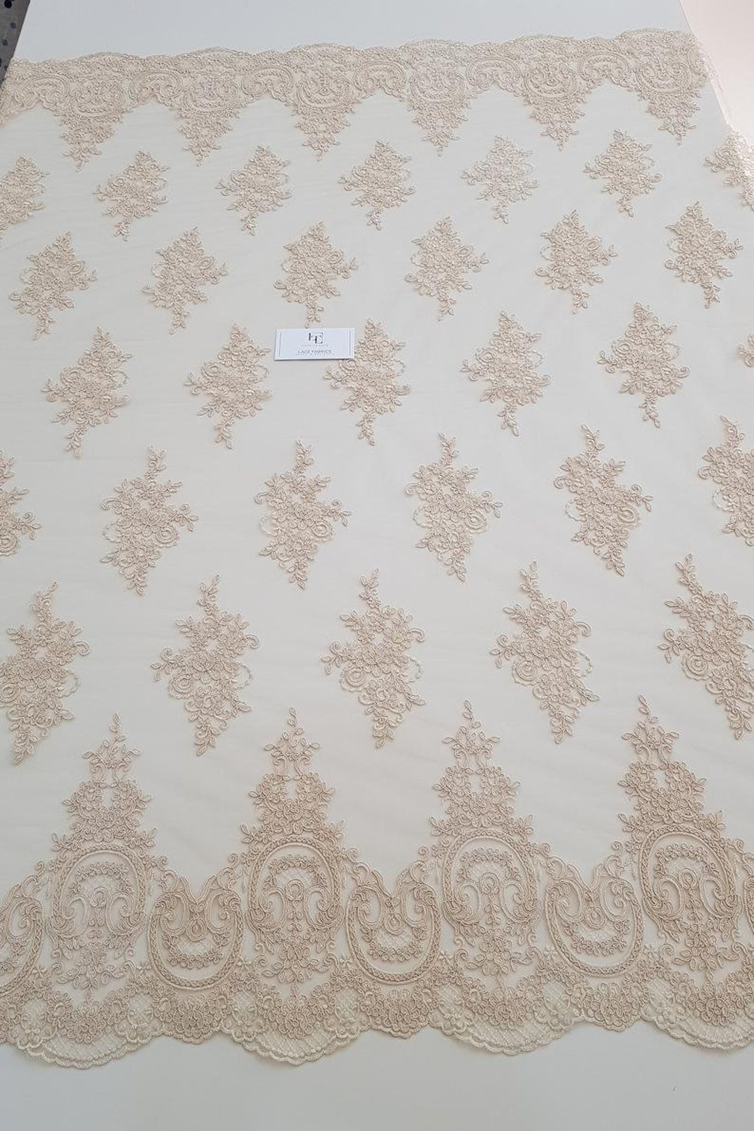 Beige Lace Fabric, Skin Color Lace, French Lace, Light Beige Chantilly ...