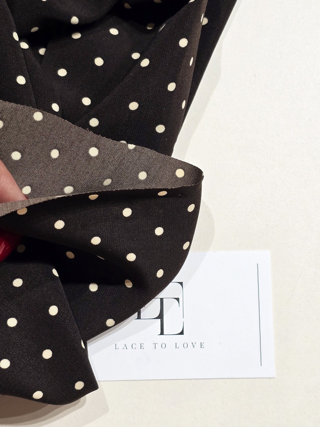 Brown Lightweight Crepe Fabric With White Dots, Sold by the Meter ...