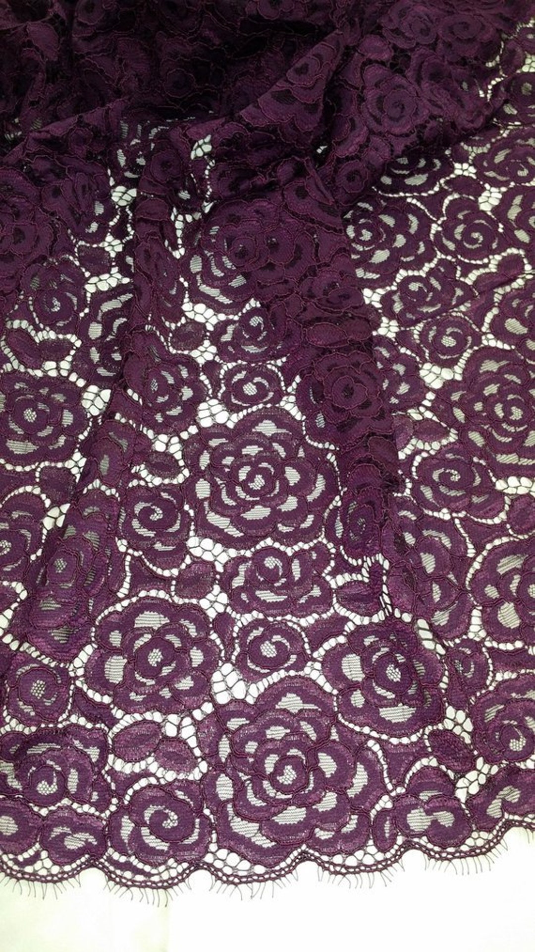 Dark Purple Lace Fabric, French Lace Fabric - Etsy