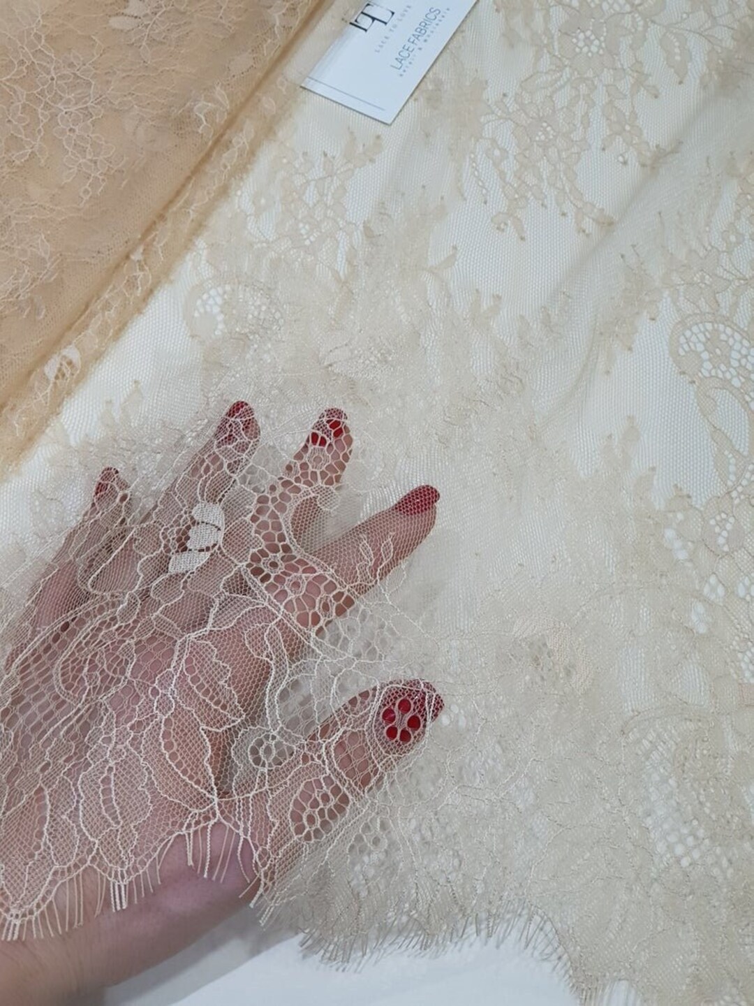 Beige Lace Fabric, Skin Color Lace, French Lace, Light Beige Chantilly ...