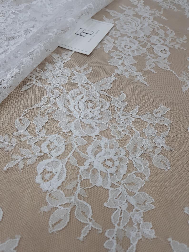 Pure White Lace, Snow-white Wedding Lace by the Meter, L91026 - Etsy