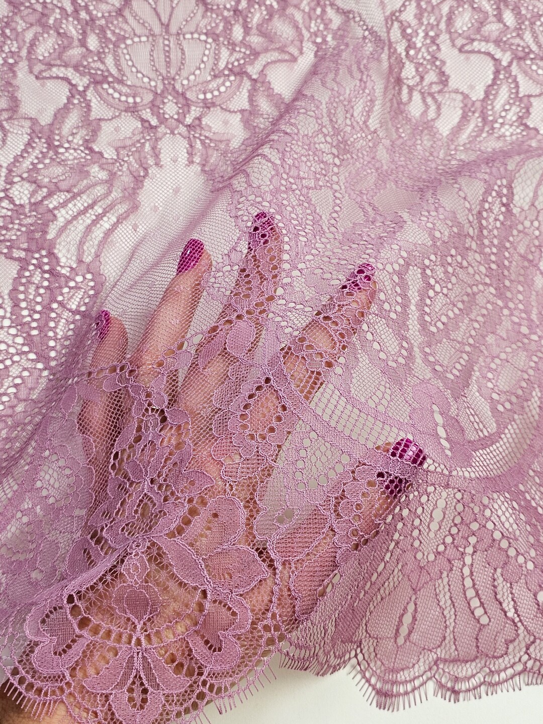 Purple Lace, Light Purple High-quality French Lace Fabric Sold by the ...