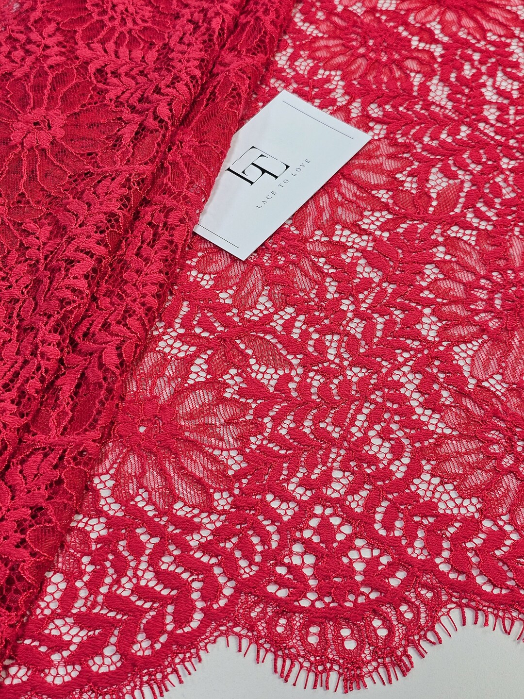 Red Lace Fabrics Sold per Meter, Red Floral Guipure Alencon Sari Lace ...