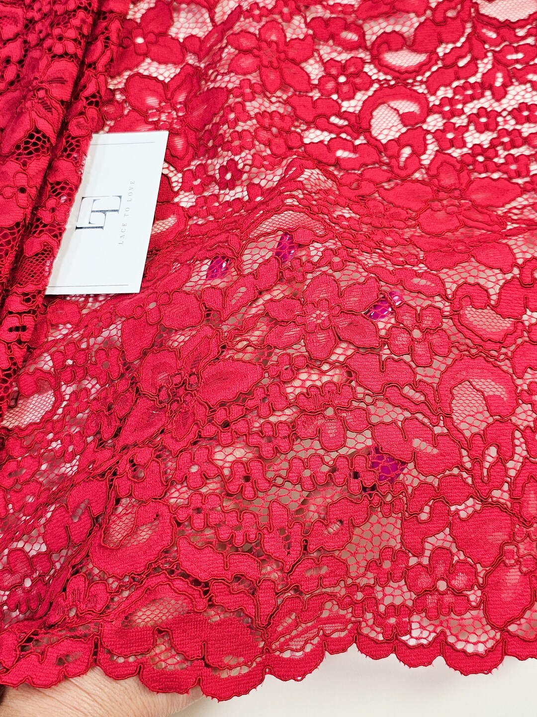 Red Lace Fabrics Sold per Meter, Raspberry Red Floral Guipure Alencon ...