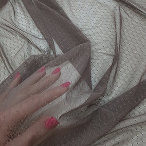Dark Beige Tulle Fabric, Embroidered Tulle, Sold by the Meter, 180 Cm ...