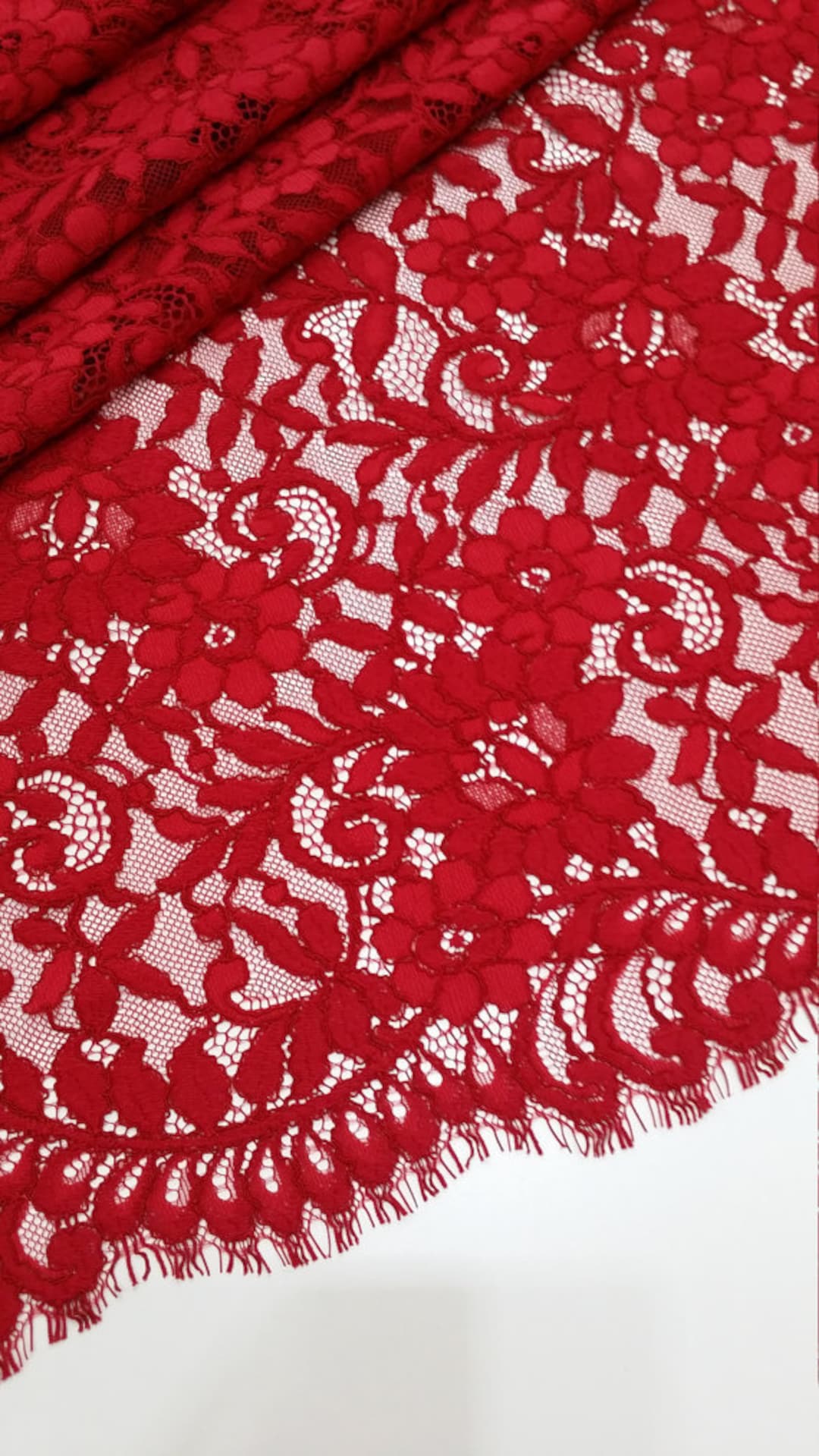 Dentelle rouge, tissu dentelle d'Alençon espagnol rouge, L110094 - Etsy ...