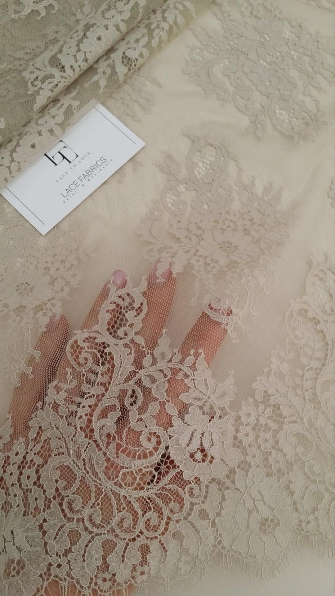 Beige Lace Fabric, Skin Color Lace, French Lace, Light Beige Chantilly ...