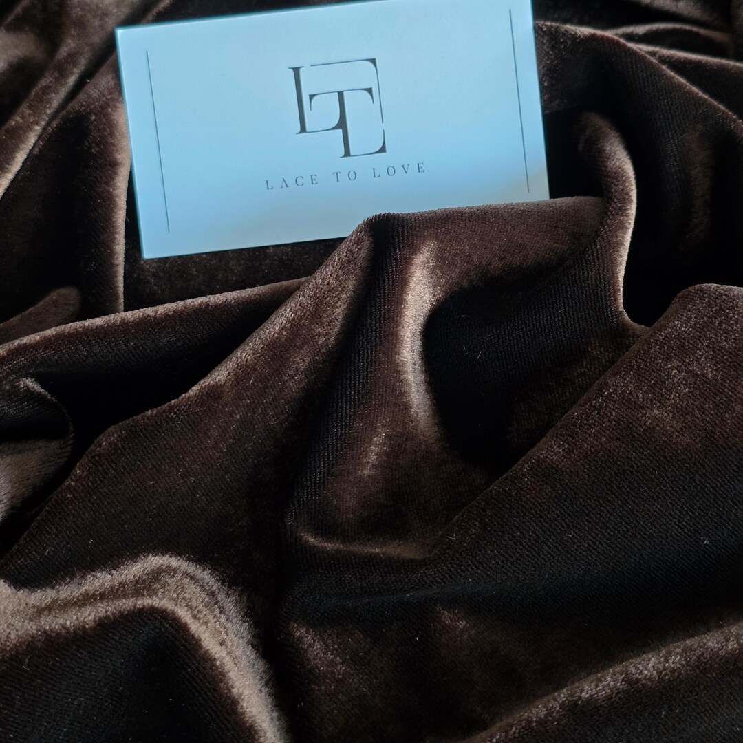 Brown Stretch Velvet Fabric Sold by the Meter. Smooth, Elastic ...