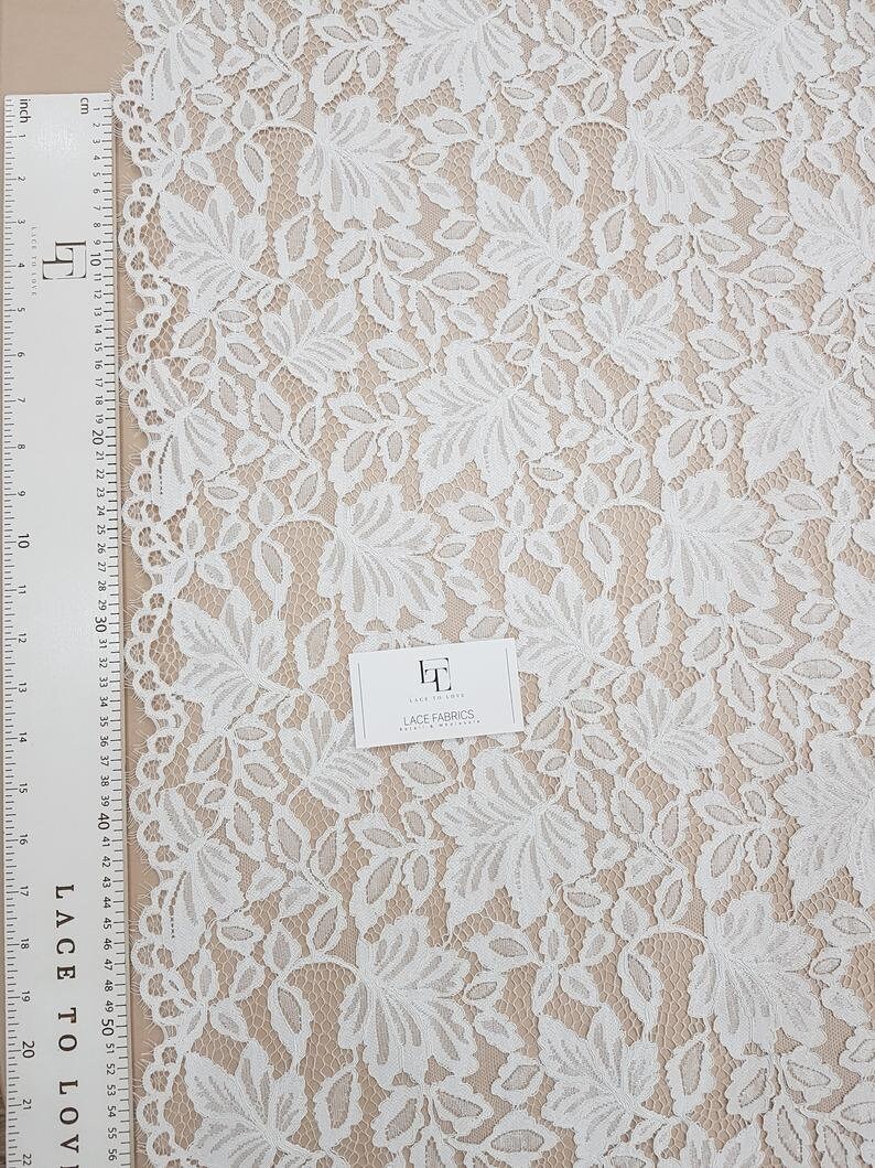 Milk White Lace Fabric, Ivory Lace, White French Lace, Embroidered ...