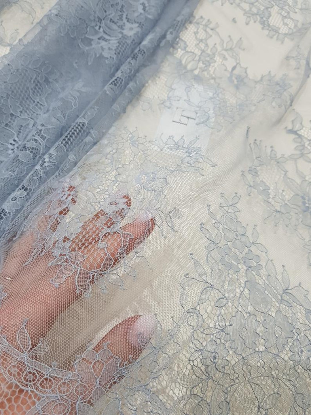 Blue Lace Fabric, Chantilly French Lace, Bridal Lace, Wedding Lace ...