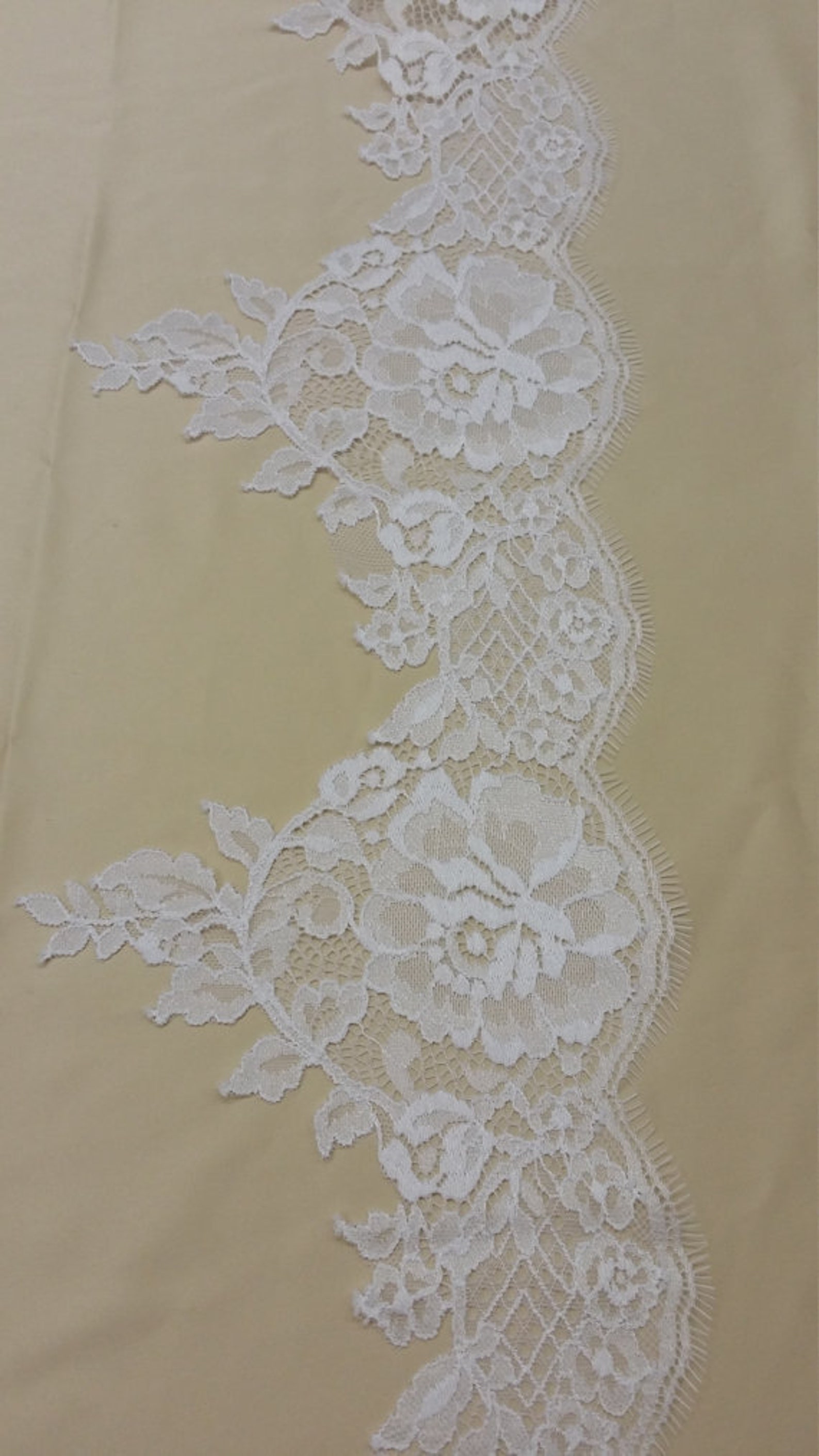 Snow White Lace Bristle White Wedding Lace Meterware | Etsy