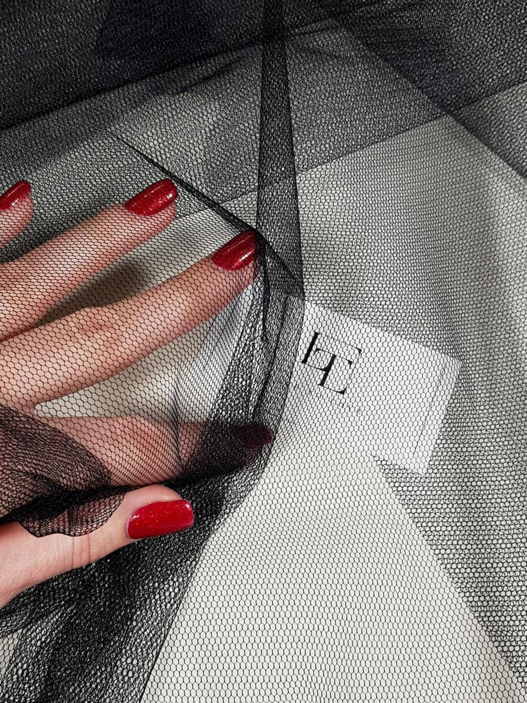 Black Stiff Tulle Fabric by Lace to Love, Black Tulle Fabric by the ...