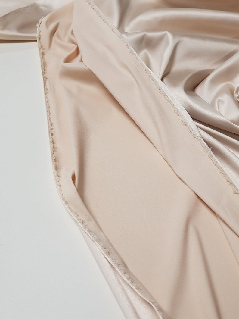 Beige Elastic Satin Fabric by the Metre Skin Color Satin | Etsy