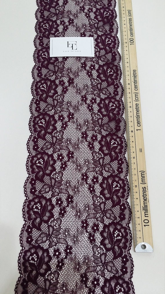 Purple Lace Trim Elastic Purple Lace Ribbon Etsy Ireland