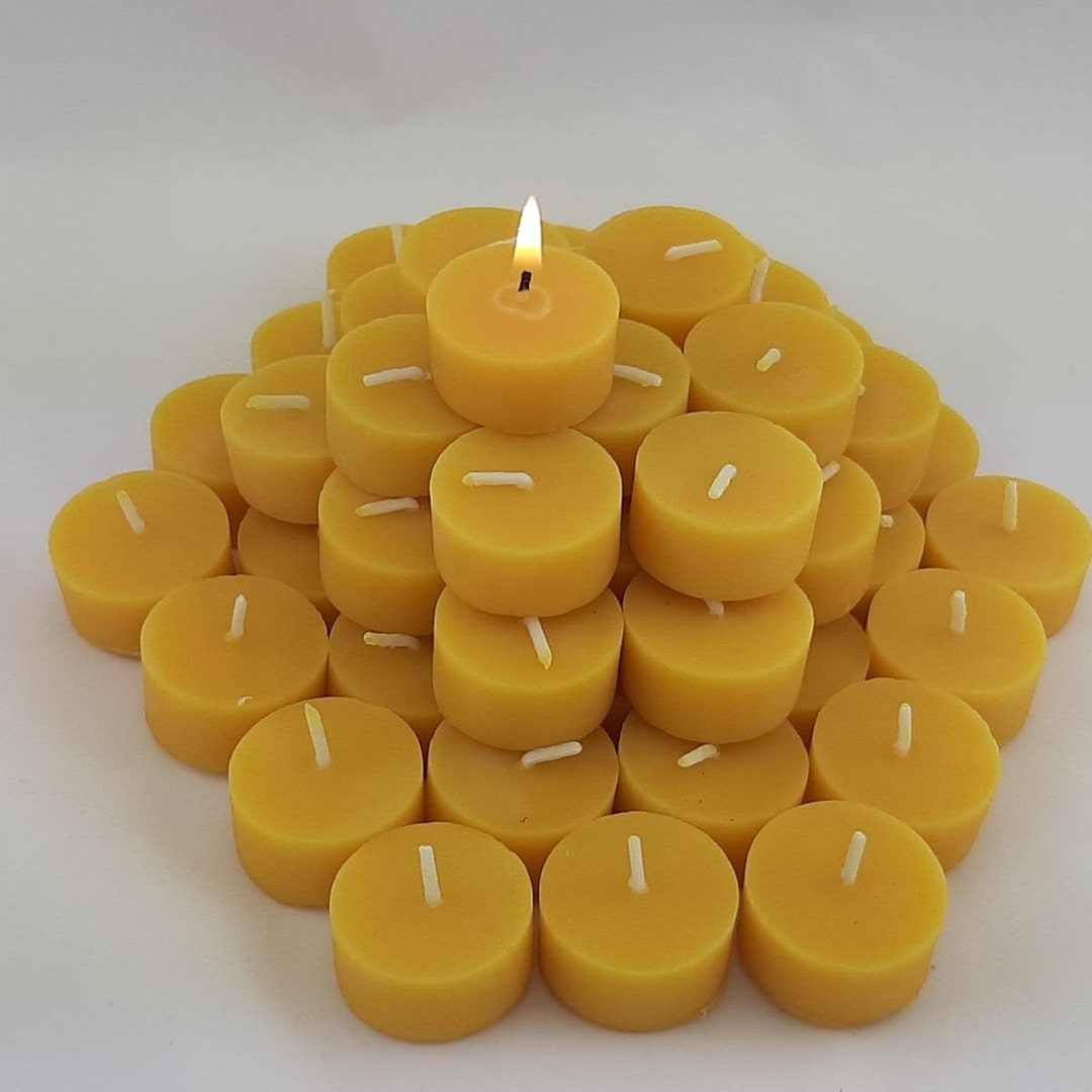 50 Tea Lights loose Made of Pure Beeswax natural Yellow or - Etsy