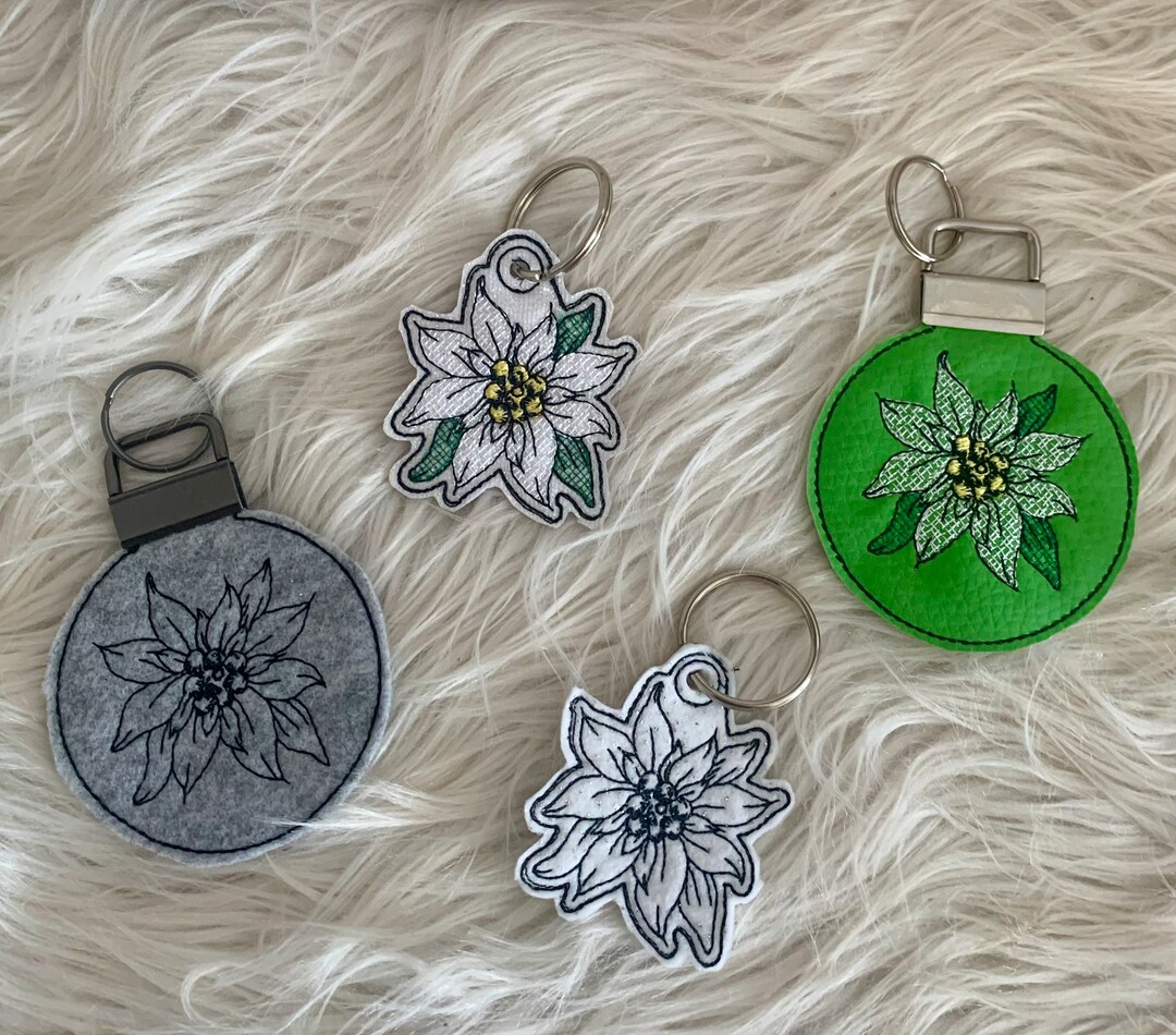 Embroidery File Edelweiss Keychain in the Hoop Set 962 Machine ...