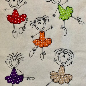 Embroidery File Stick Figure Ballerina Dancer Doodle Outline 13x18 ...
