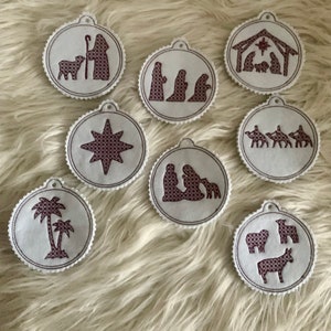 Embroidery File Christmas, Tree Decoration, Gift Tag, Jesus Birth, Set ...