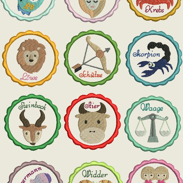 Embroidery Patterns for Zodiac Signs - Etsy