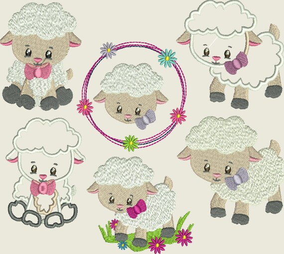 Stickdatei Schaf Lamm Doodle Rahmen Set 504 | Etsy