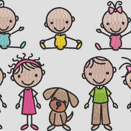 Stick Figure Family Machine Embroidery Design File for Easy - Etsy