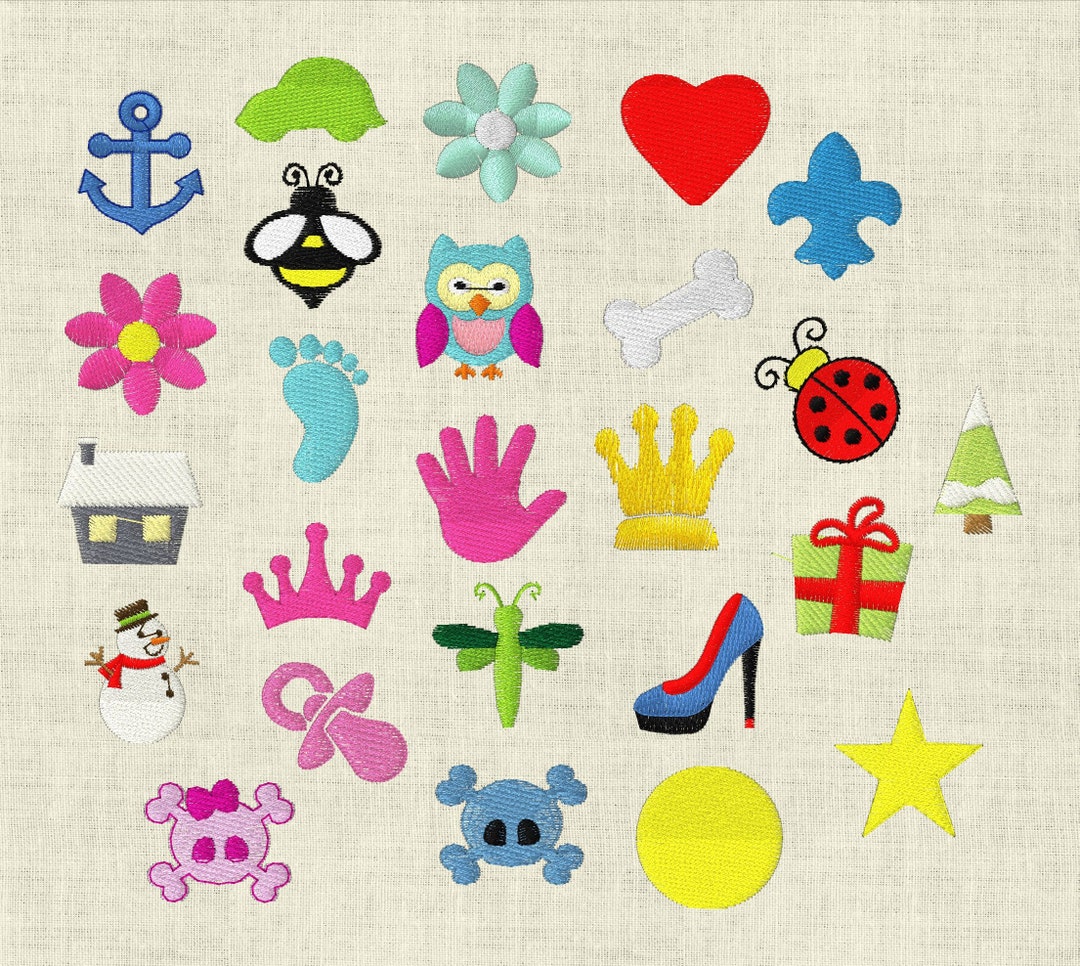 Stickdatei 27 Minimotive 2,5cm Mini Motive Maschinenstickerei Set 277 ...