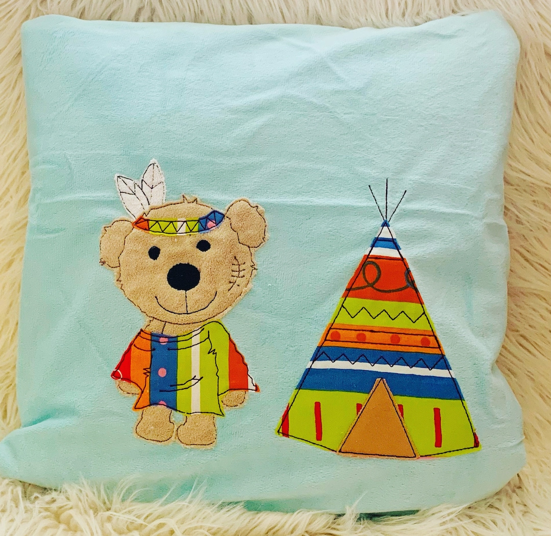 Embroidery File Doodle Teddy Bear, Indian With Tent Machine Embroidery ...