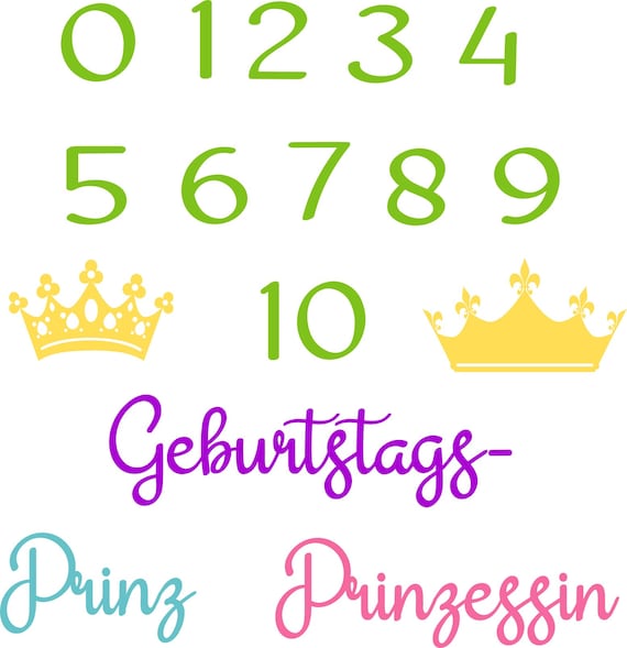 Crown Birthday Numbers Frame and Bow Alphabet A-Z and Numbers 1-11 ...